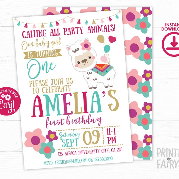 Llama First Birthday - Etsy