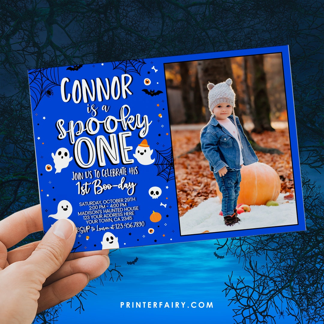 Spooky One Invitation With Photo, EDITABLE Halloween 1st Birthday ...