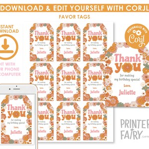 Hippie Thank You Tags, Groovy One Birthday, Two Groovy Birthday, Hippie ...