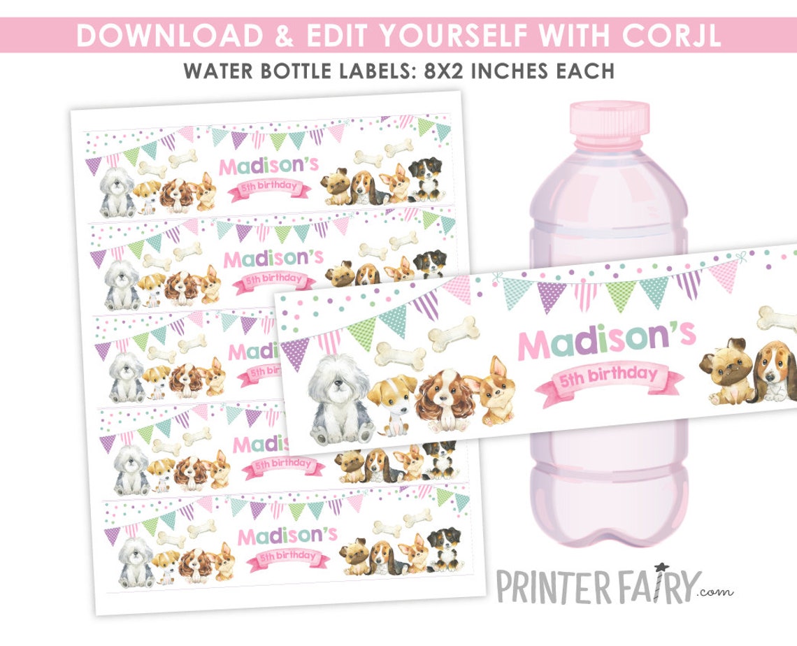 Puppy Water Bottle Labels Dog Water Bottle Labels Dog - Etsy