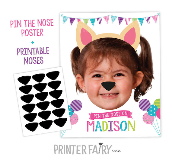 Pin The Nose Game, Pet Adoption Birthday Party, Puppy Party Decorations ...
