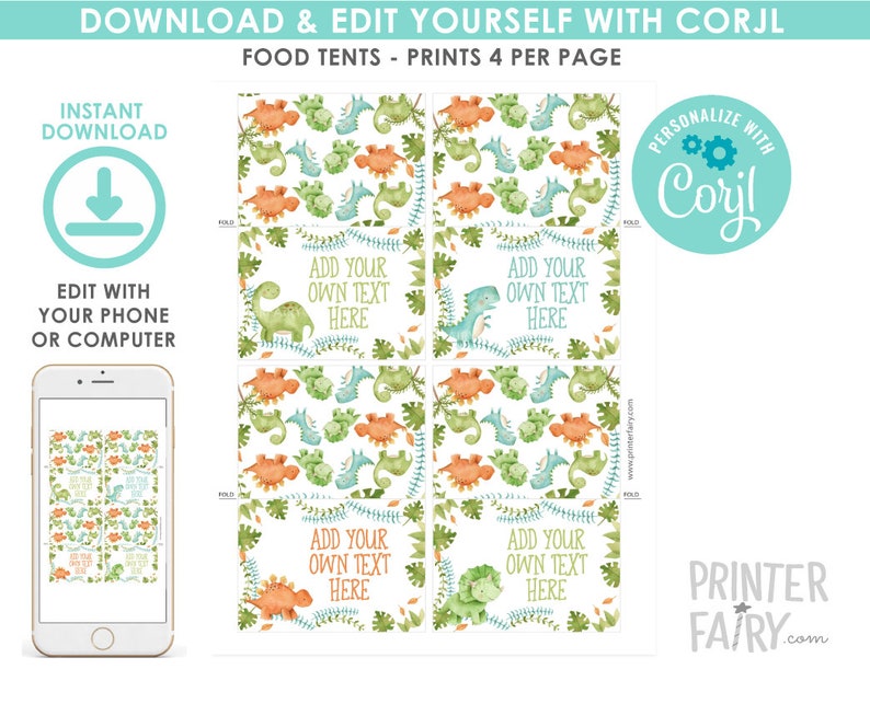 Editable Food Tent Cards, Printable Food Labels (digital Download ...