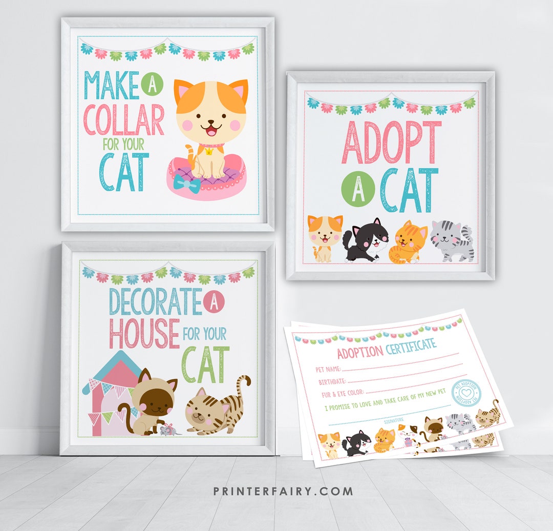 Pet Adoption Party Adopt a Cat Kitten Adoption Sign Cat Adoption ...