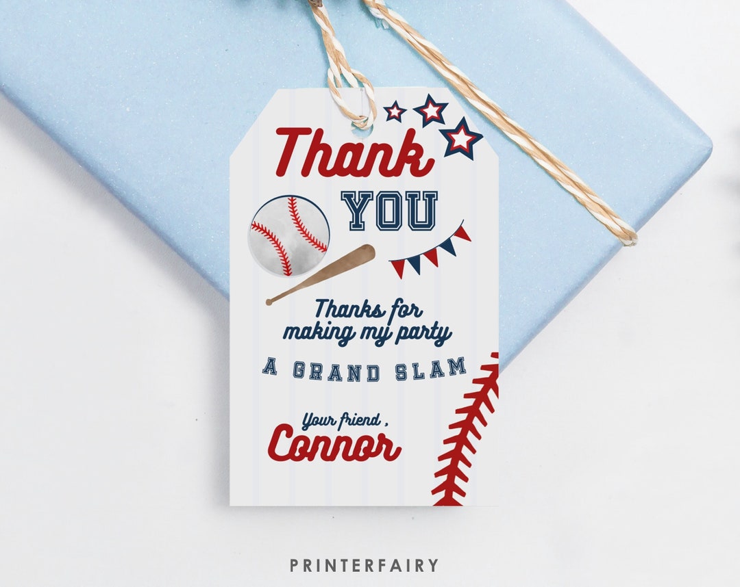 Baseball Favor Tags, EDITABLE, Baseball Birthday Thank You Tags ...