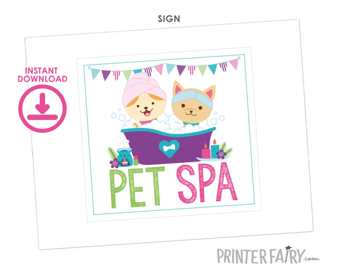 NEW Pet Spa Sign & Checklist Pet Adoption Party Dog | Etsy
