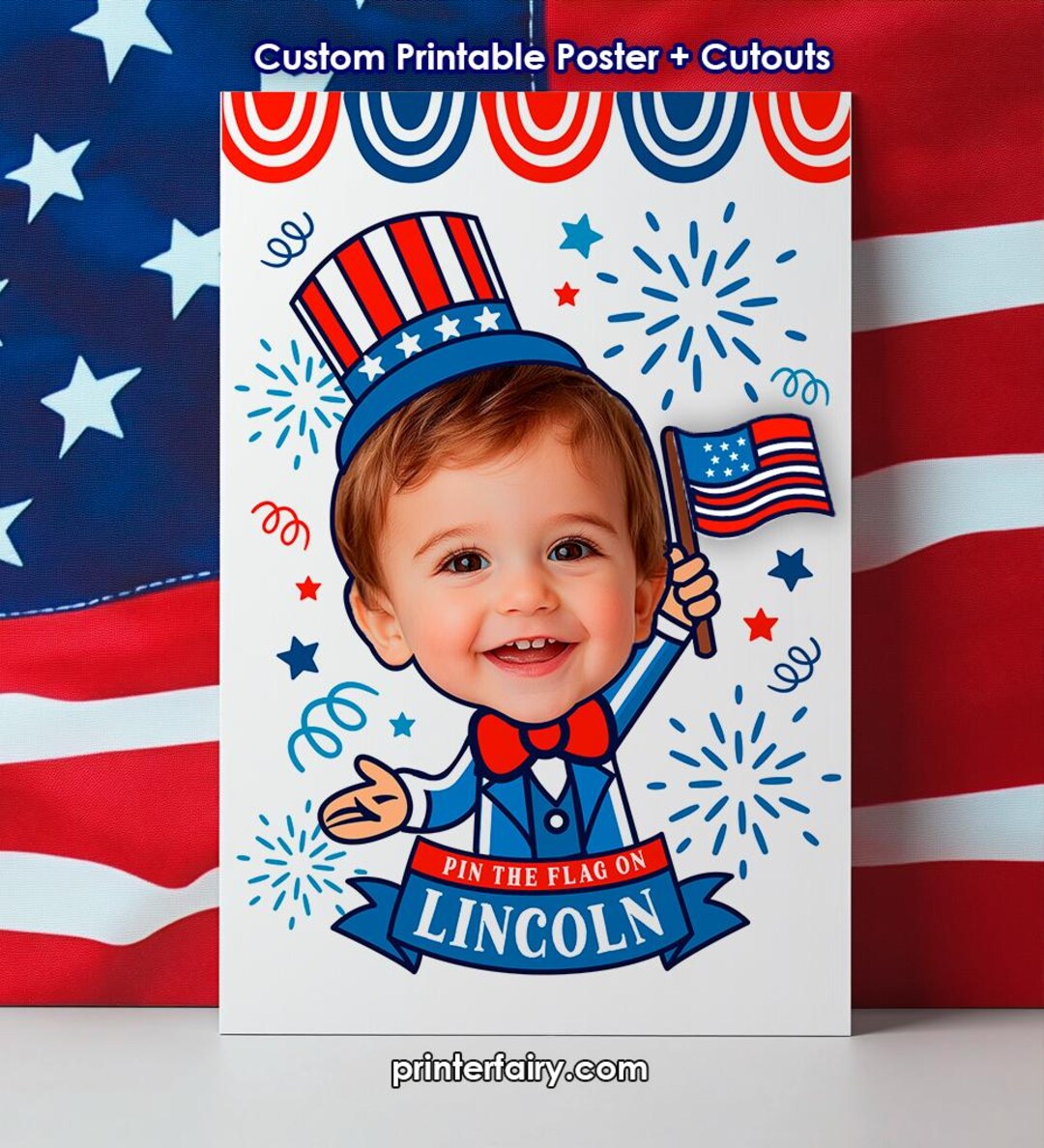 4th of July Pin the Flag Printable Game Birthday Party Decorations ...