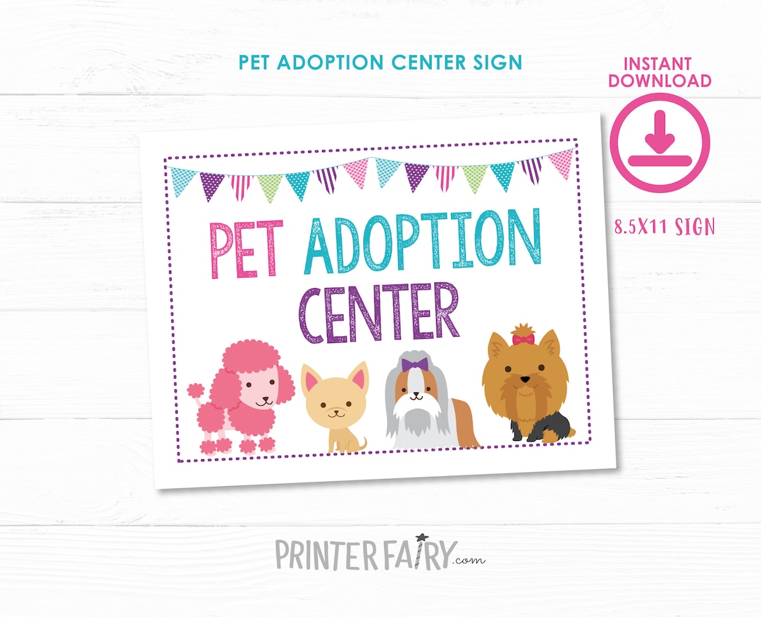 Pet Adoption Center Sign, Instant Download - Etsy