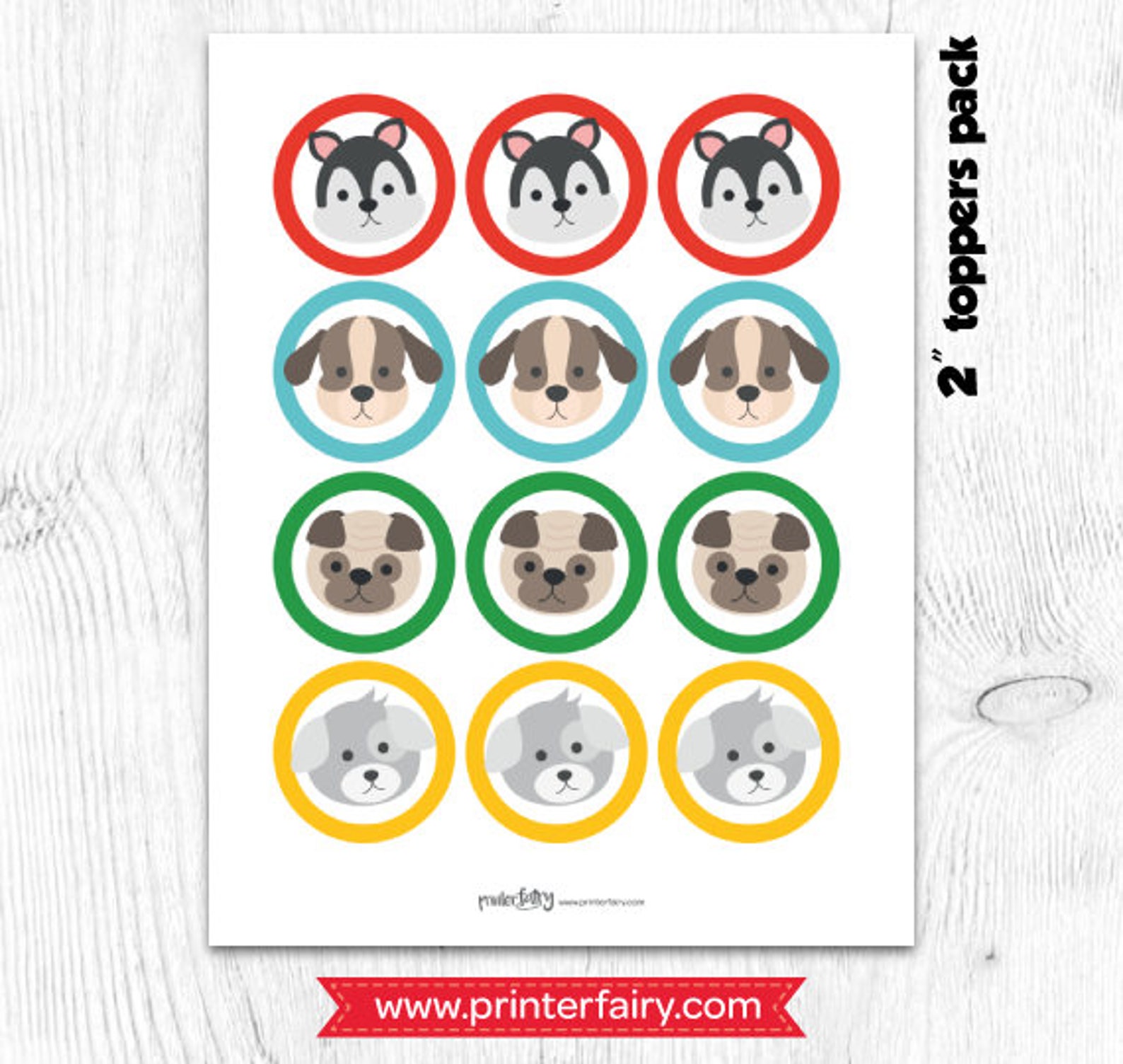 Puppy Birthday Party Puppy Printable Toppers Dog Birthday | Etsy