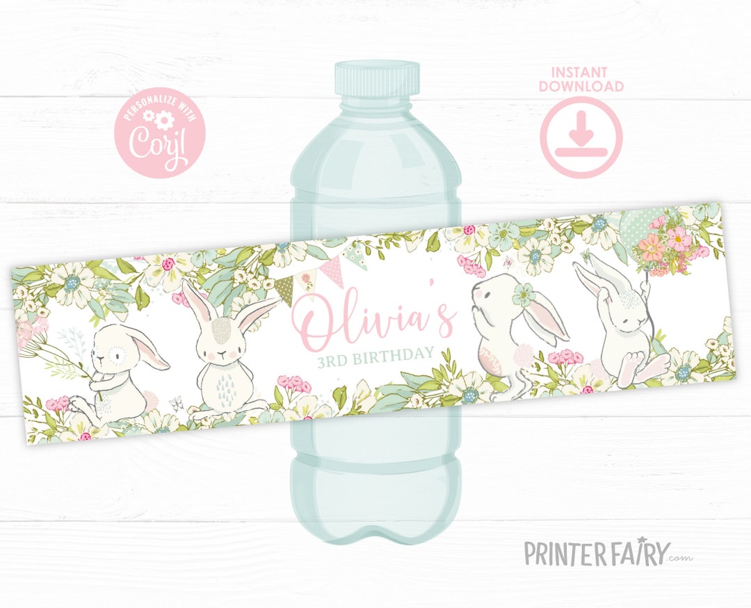 Some Bunny Water Bottle Label, Bunny Birthday Decorations, Spring ...