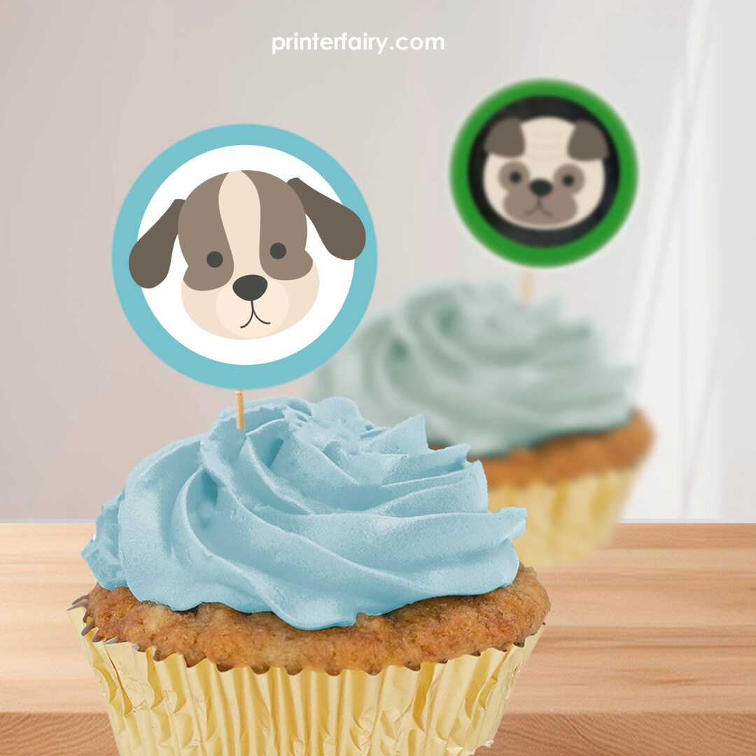 Puppy Birthday Party, Puppy Printable Toppers, Dog Birthday Party ...