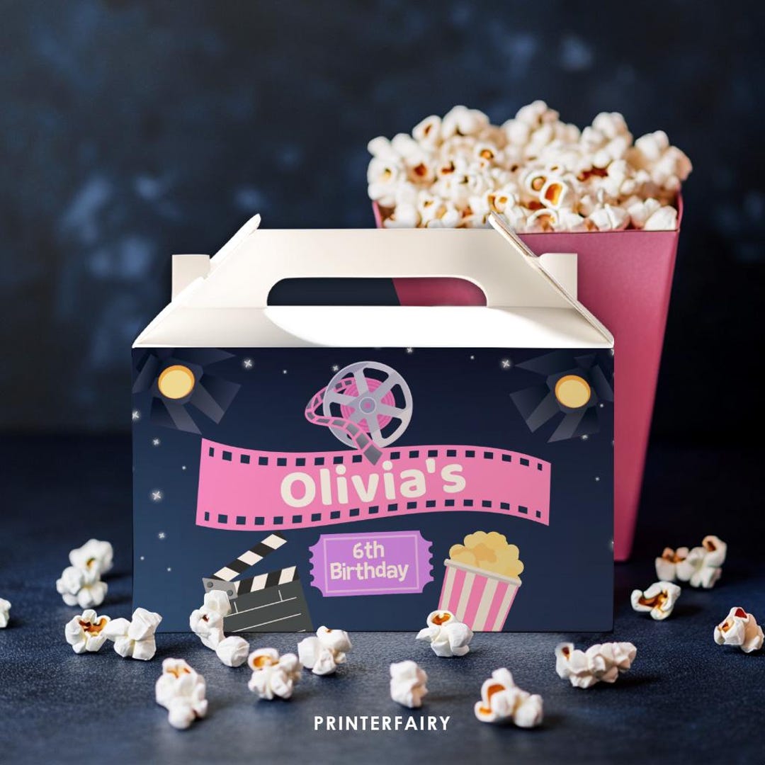 Movie Night Party Editable Printable Label Template for Party Favor ...