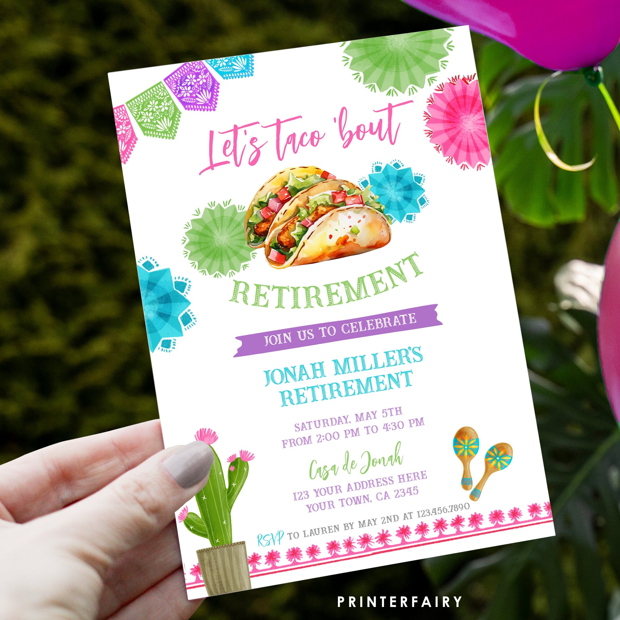 Taco About Retirement Invitation, Editable Printable Invite, Mexican ...