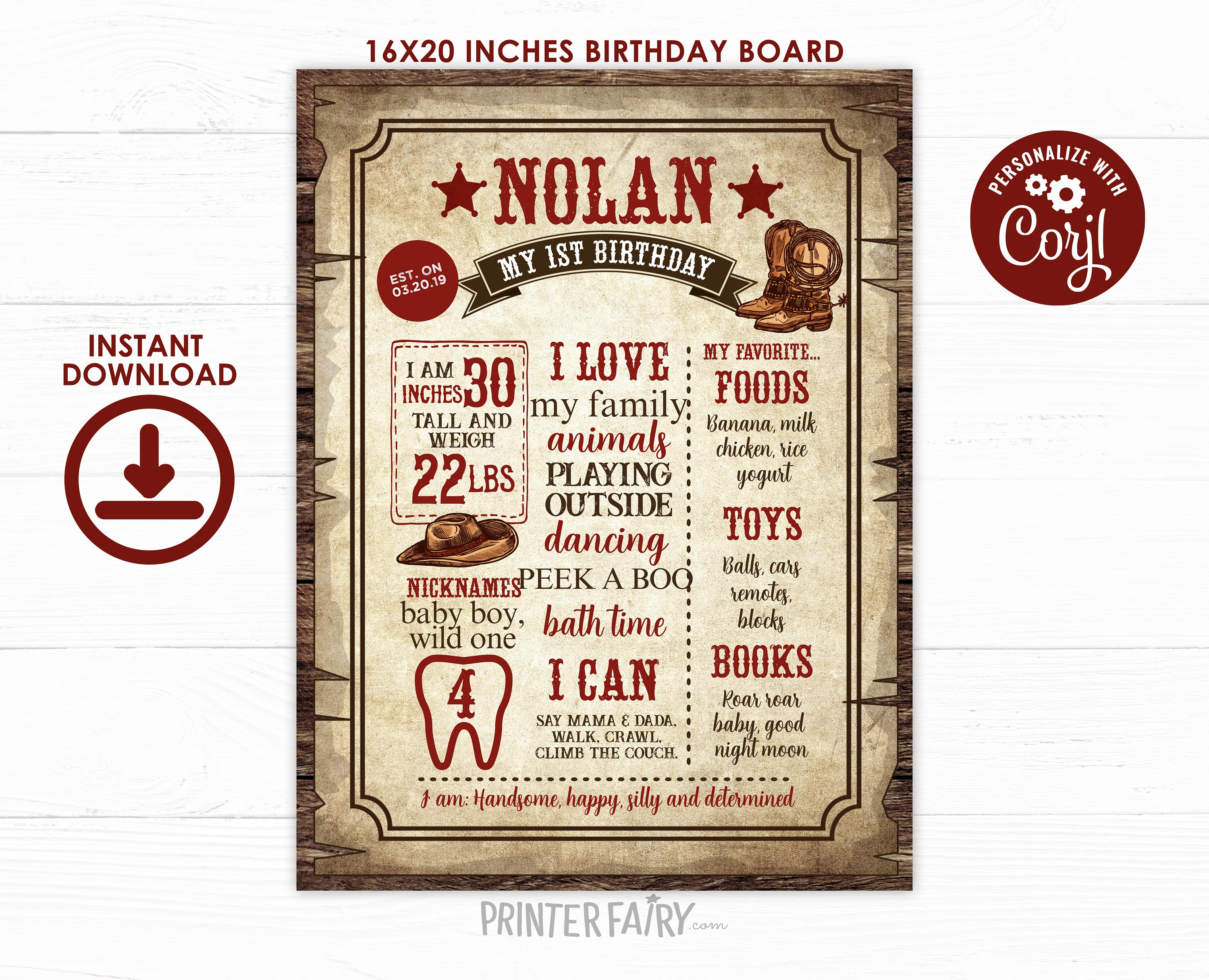 Western Milestones Birthday Board Western Sign Editable - Etsy