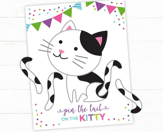 Pin the Tail Printable Game, Kitty Cat Party Games, Adopt a Kitty Party ...