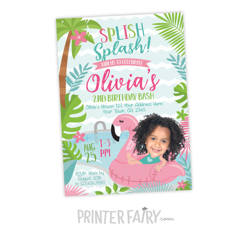Splish Splash Birthday Invitation Pool Party Invitation With - Etsy