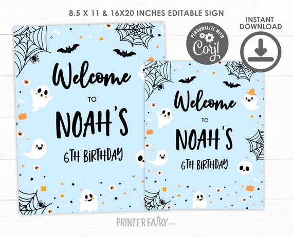 Spooky One Welcome Sign, EDITABLE Halloween Decorations, Ghost Birthday ...