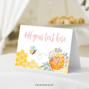 Editable Bee Birthday Party Food Tents, Honeycomb Design, Bee Place ...