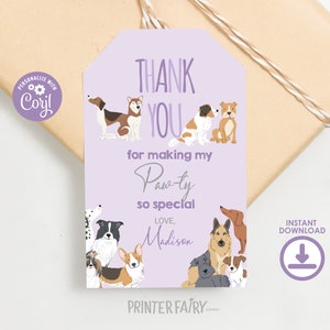 Puppy Adoption Birthday Favor Tags, It's a Paw-ty! Pet Adoption Party ...