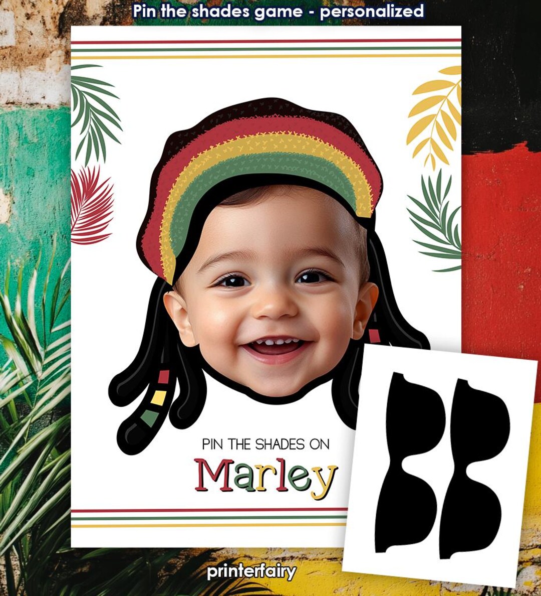 Reggae Party Game, Pin the Shades Game for Any Age, Rastafari Poster ...