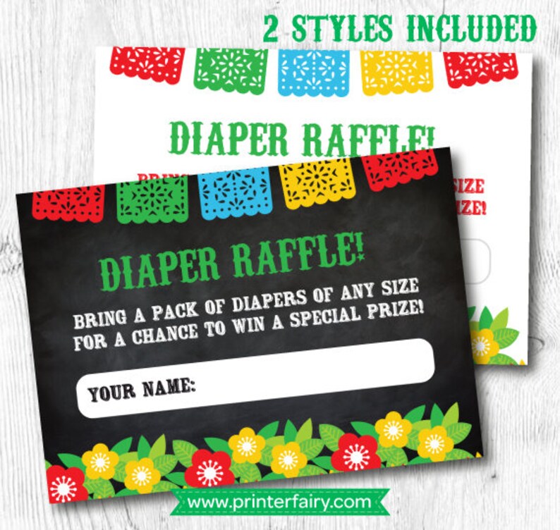 Diaper Raffle Ticket Printable, FIESTA Diaper Raffle Ticket, INSTANT ...