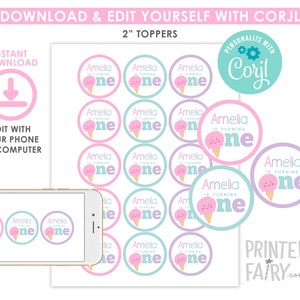Ice Cream Toppers, EDITABLE, Ice Cream Labels, EDIT YOURSELF, Ice Cream ...