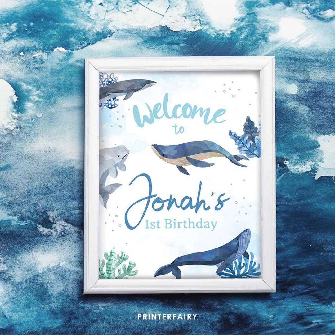 Under the Sea Birthday Welcome Sign, Whales Party Sign, Ocean Party ...