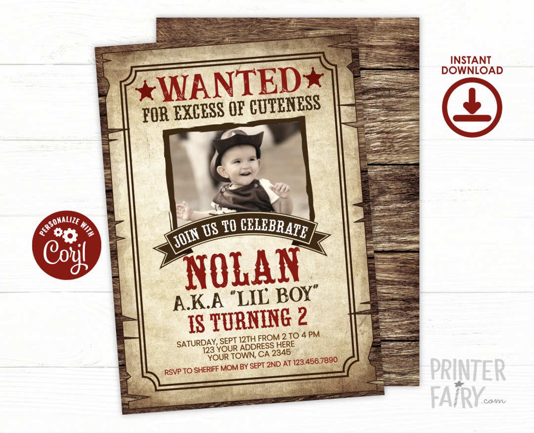 Wanted Poster Invitation Template