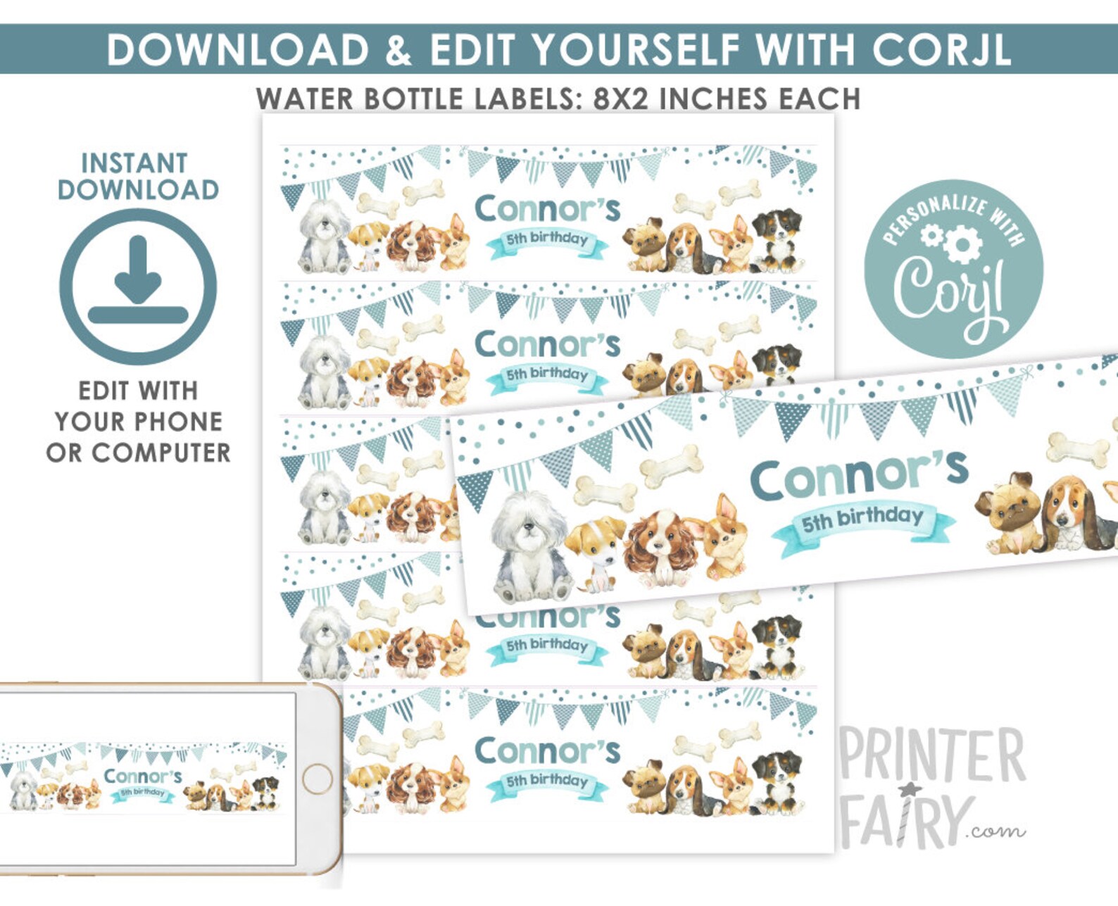 Puppy Water Bottle Labels Dog Water Bottle Labels Dog | Etsy