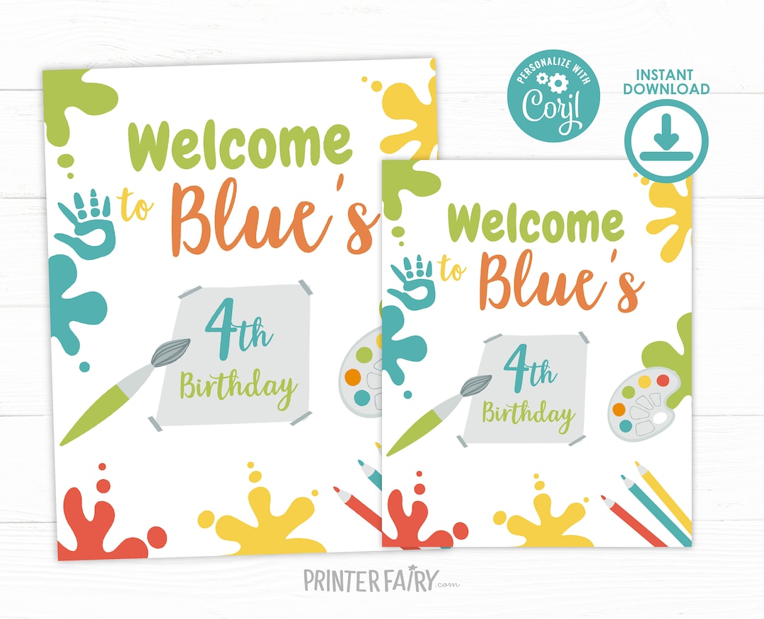 Paint Party Welcome Sign, EDITABLE, Art Birthday Party Sign, Art Party ...
