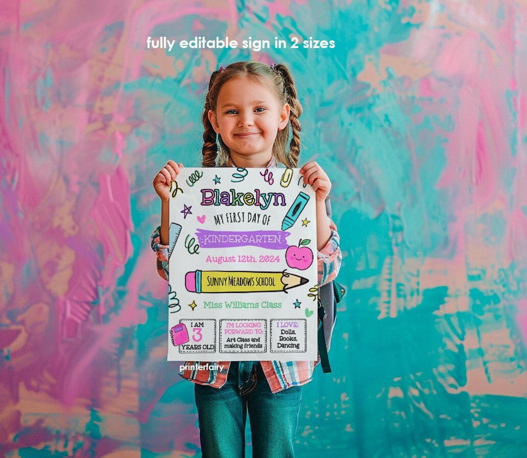 First Day of School Sign, Editable Back to School Sign, First Day of ...