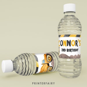 Construction Water Bottle Labels: Truck Birthday Party Accessories ...