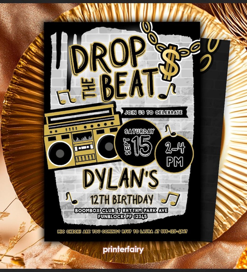 Hip Hop Birthday Invitation, Graffiti Dance Party (instant Download) - Etsy