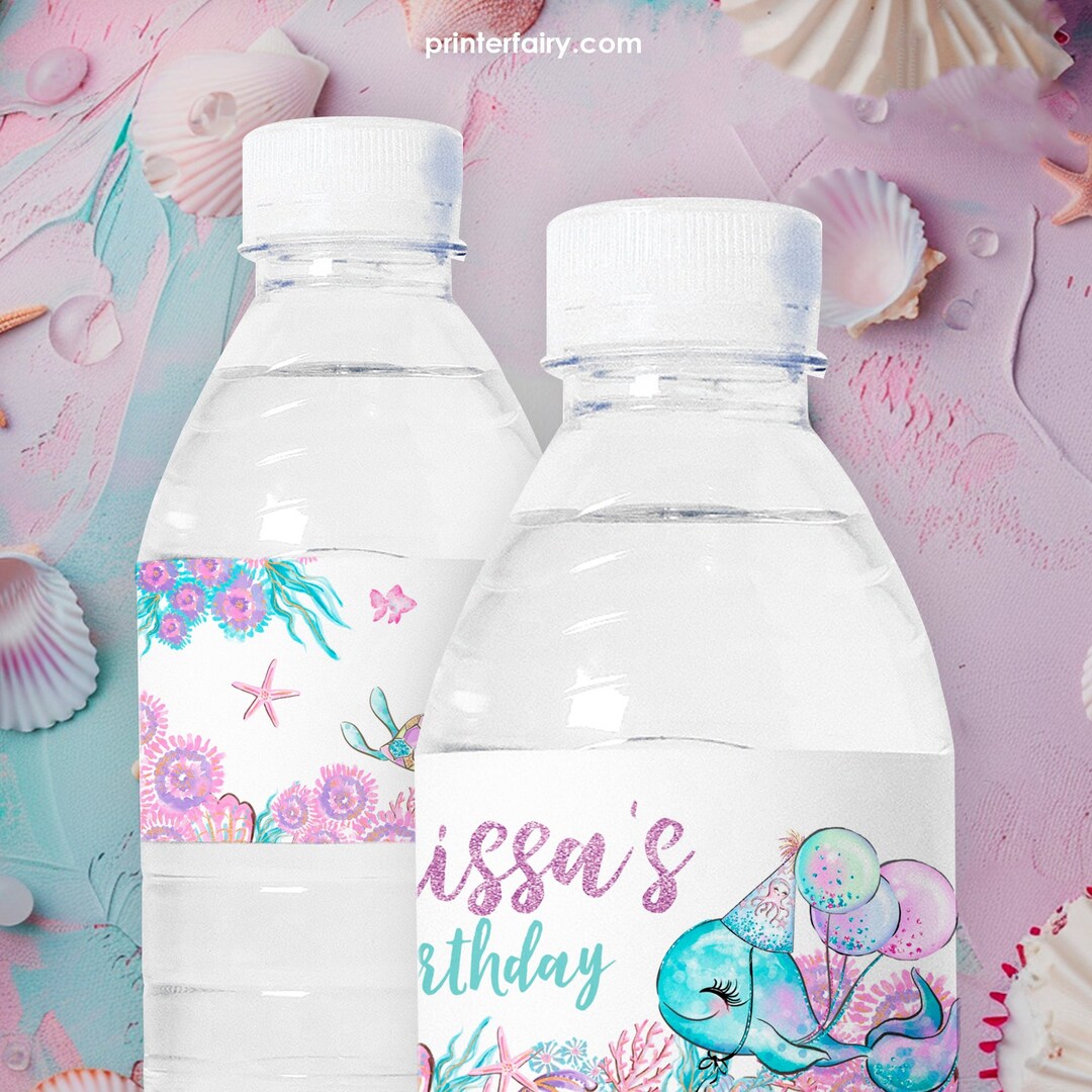 Under the Sea Party Water Bottle Labels, Birthday Party Bottle Label ...
