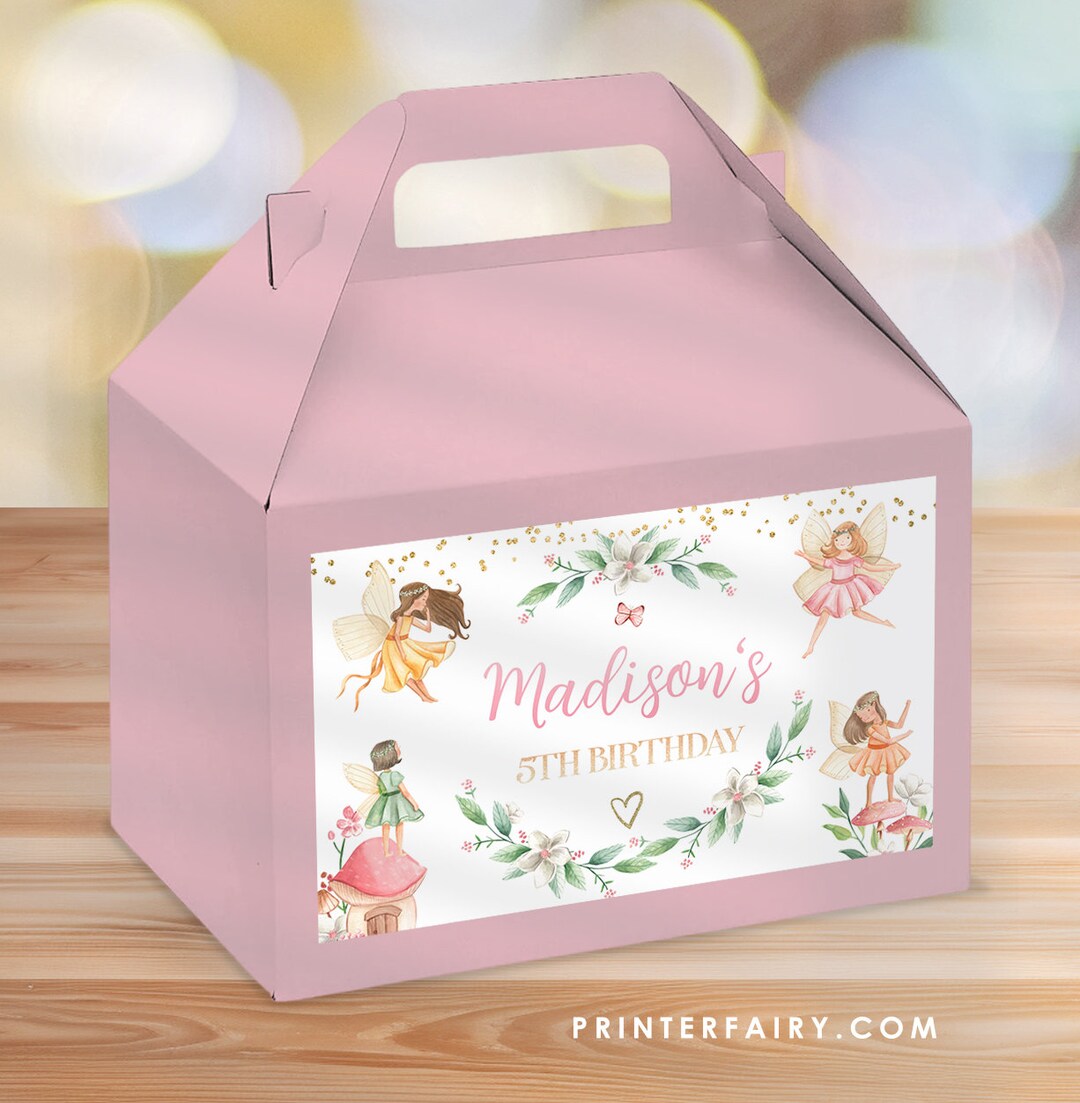 Editable Fairy Party Gable Box Labels, Whimsical Fairy Fall Birthday ...