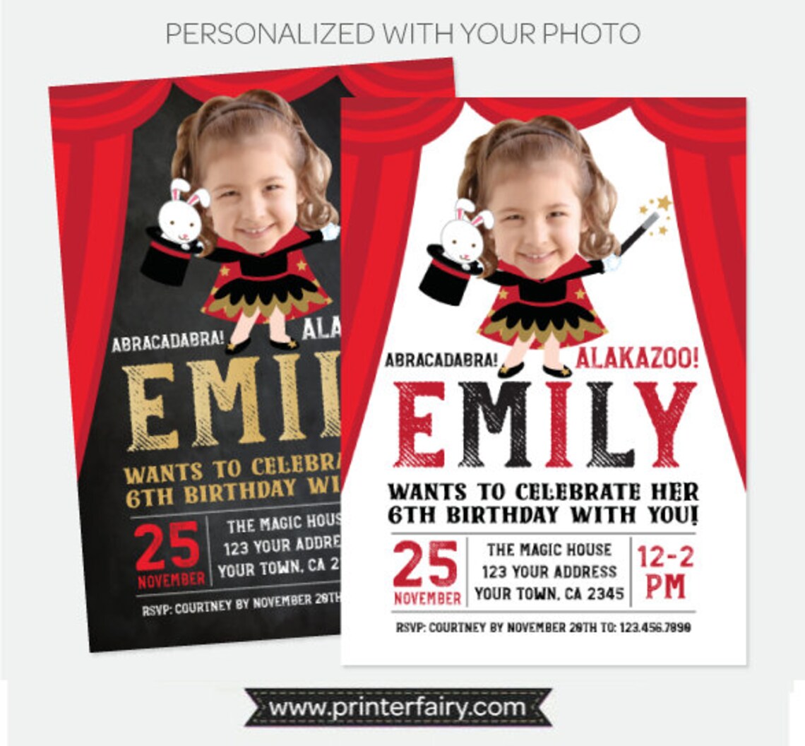 Magician Invitation With Picture Magic Party Invitation | Etsy