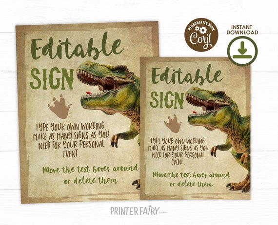 Dinosaur Birthday Party EDITABLE Sign, Three rex Birthday Party, T-rex ...