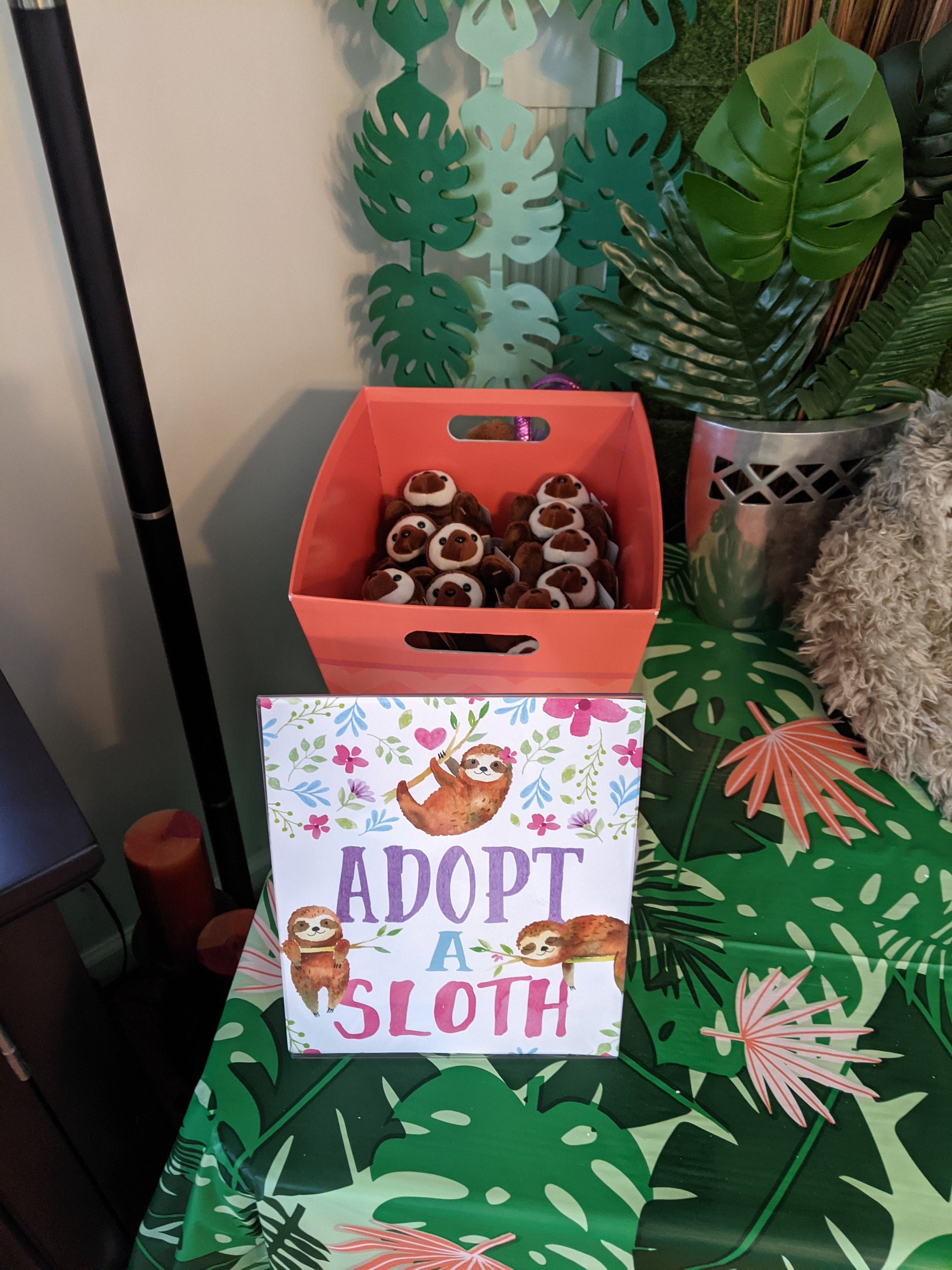 Sloth Adoption Sign + Adoption Certificate, Sloth Birthday Party, Sloth ...