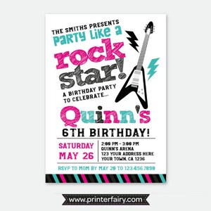 Rock Star Invitation, Rock Invitations, Rockstar Birthday Party ...
