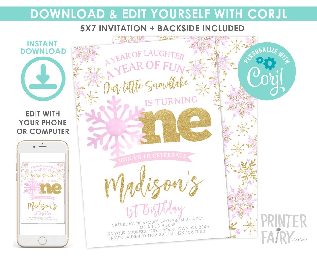 Paper Invitations Snowflake Birthday Invitation Little Snowflake ...