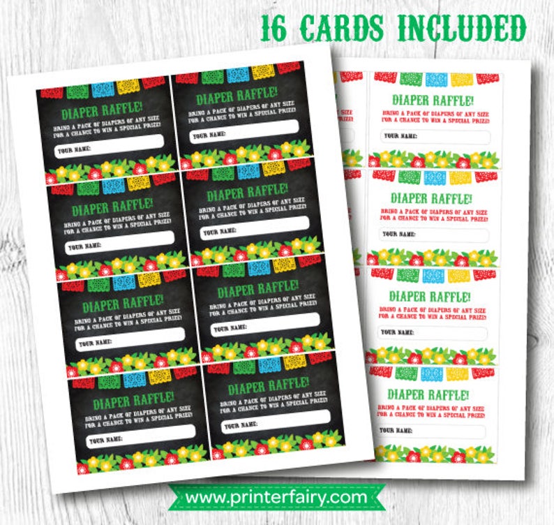 Diaper Raffle Ticket Printable, FIESTA Diaper Raffle Ticket, INSTANT ...