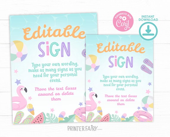 Pool Birthday Party EDITABLE Sign, Summer Birthday Party, Splish Splash ...