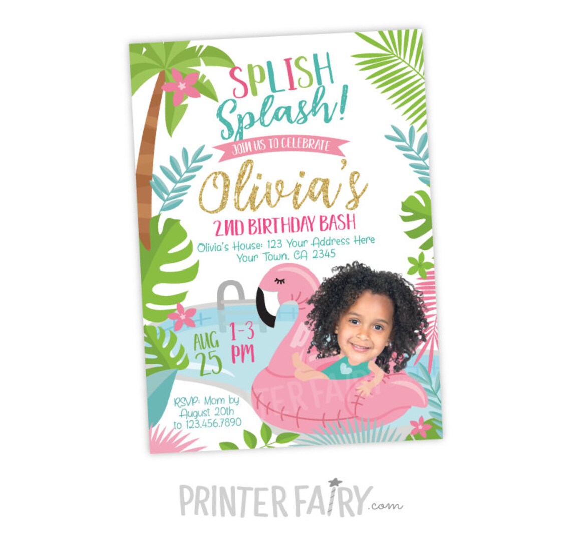 Splish Splash Birthday Invitation Pool Party Invitation With | Etsy