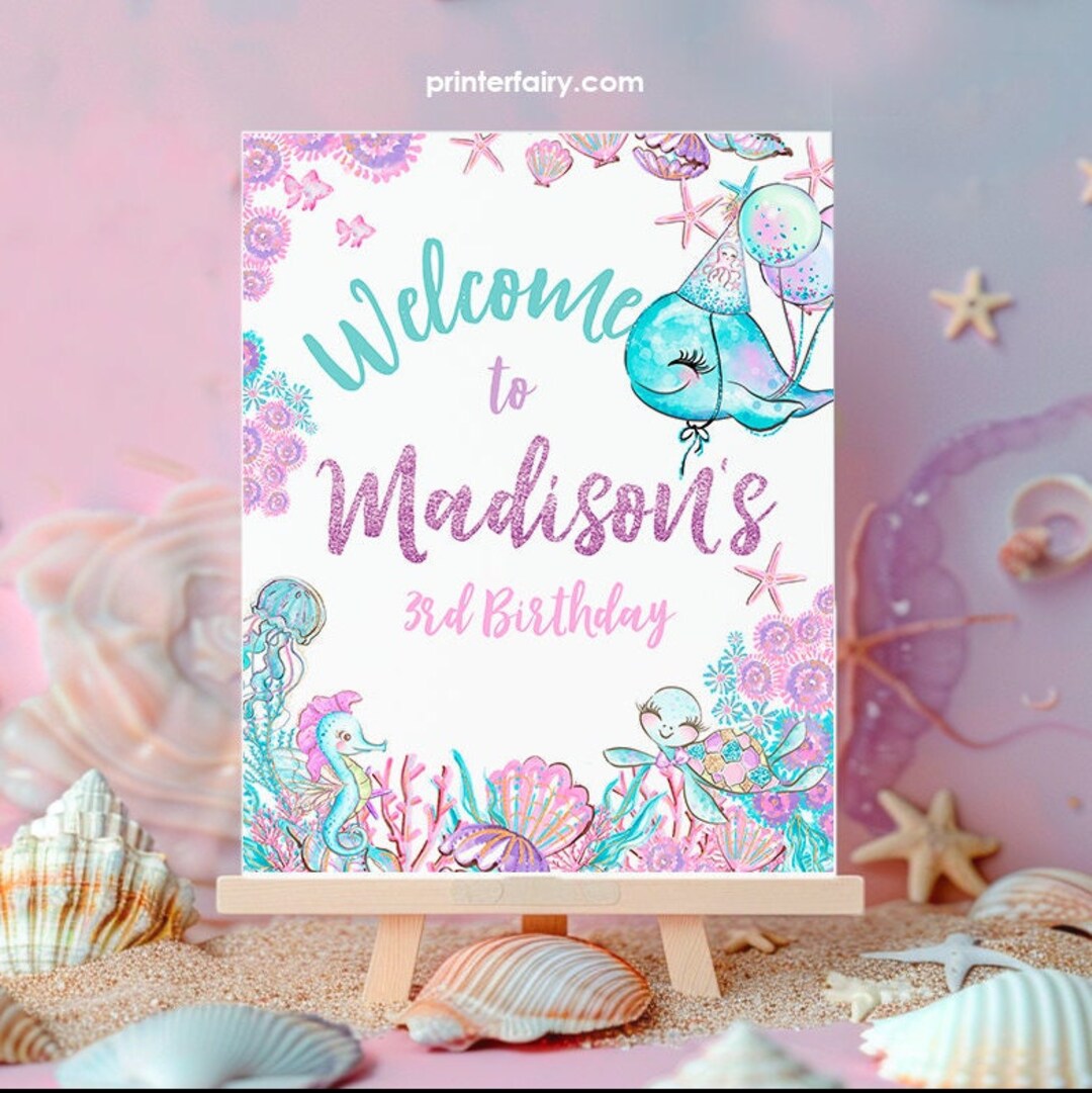 Under the Sea Birthday Party Welcome Sign, Ocean Theme Birthday Party ...