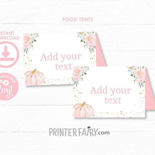 Editable Pumpkin Food Label Tents Card Template Fall Pumpkin - Etsy