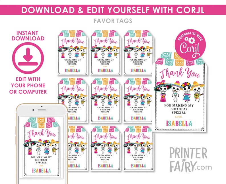 Day of the Dead Favor Tags Dia De Los Muertos Thank You Tags - Etsy
