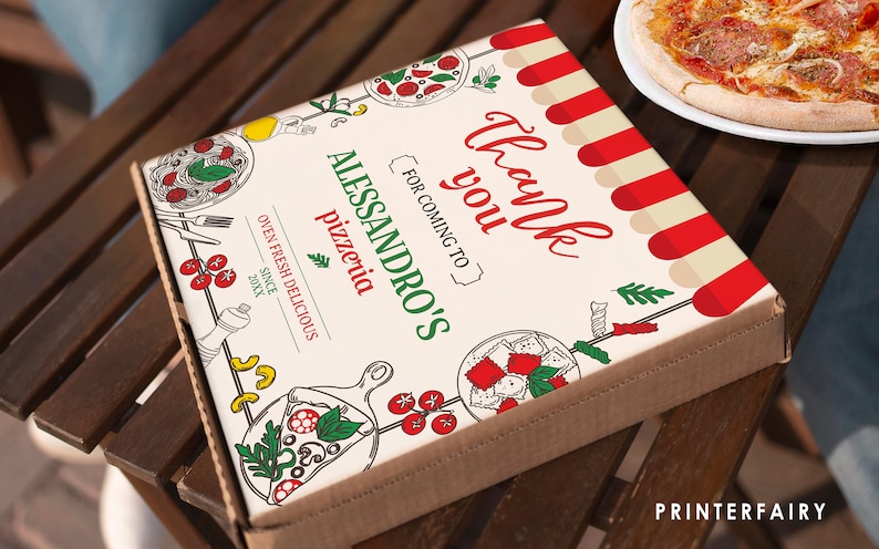 Pizza Box Printable Label, Italian Birthday Party Decor (editable) - Etsy