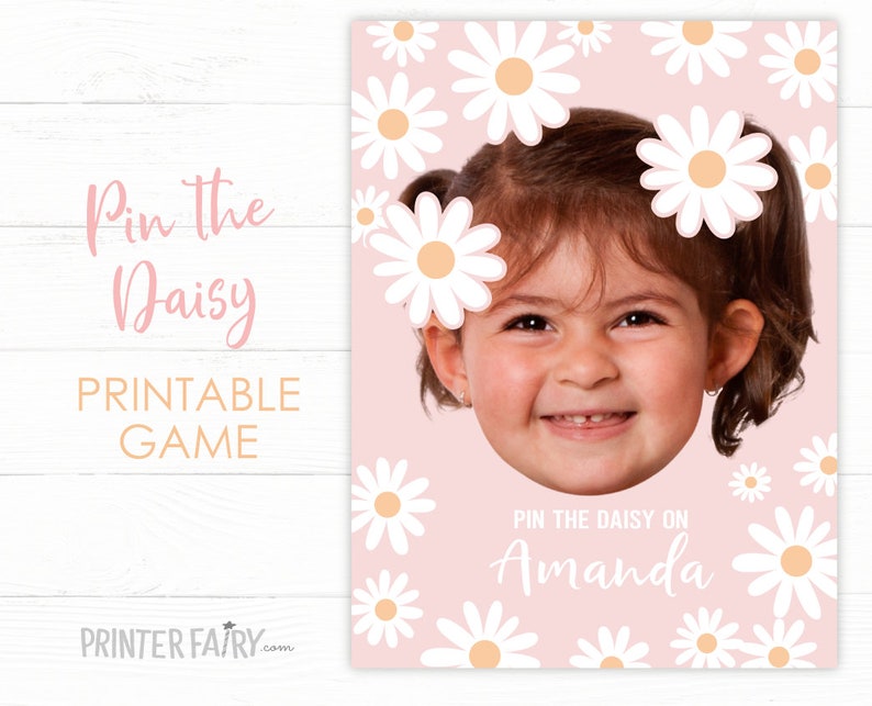 Personalized Daisy Birthday Party Game, Pin the Daisy Poster (digital ...