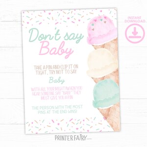 Ice Cream Baby Shower Games, Baby Sprinkle Ice Cream Watercolor Baby ...