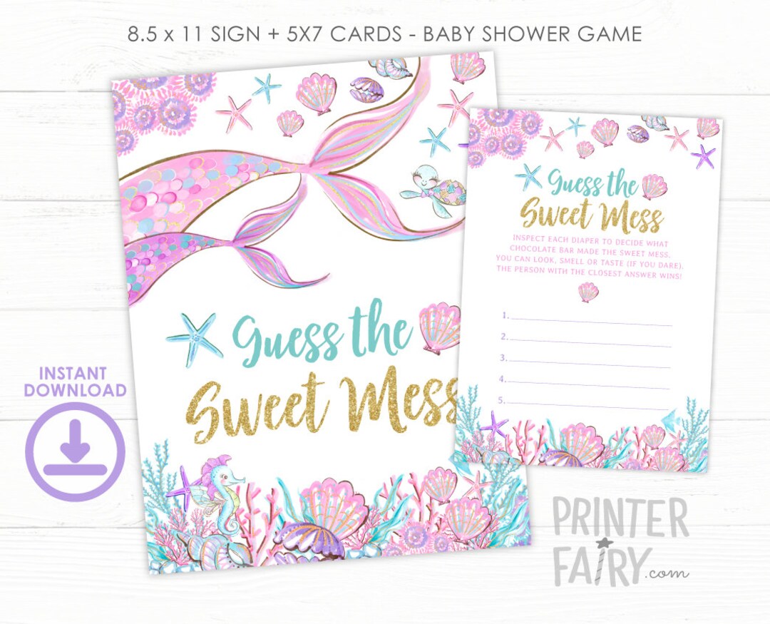 Mermaid Baby Shower Games, Guess the Sweet Mess Game, Girl Baby Shower ...