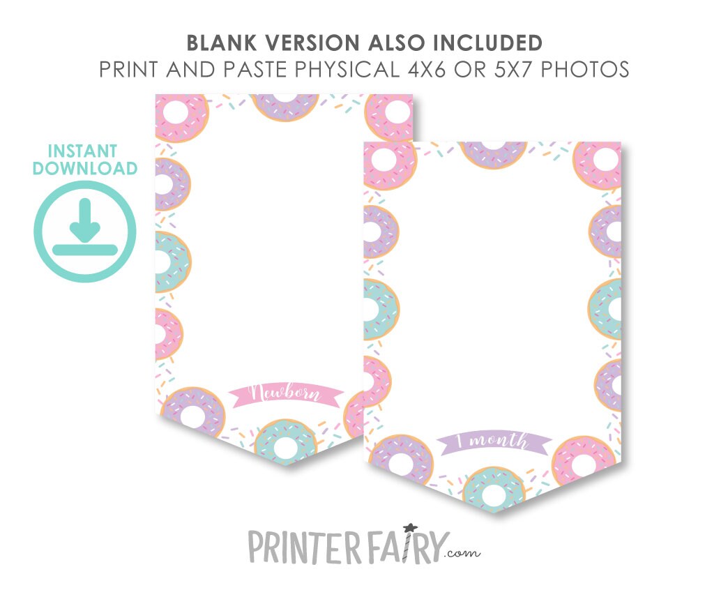 Donut Photo Banner Editabledonut Printable Banner EDIT | Etsy